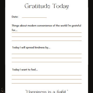 Gratitude Daily Journal Pages With Prompts - Etsy