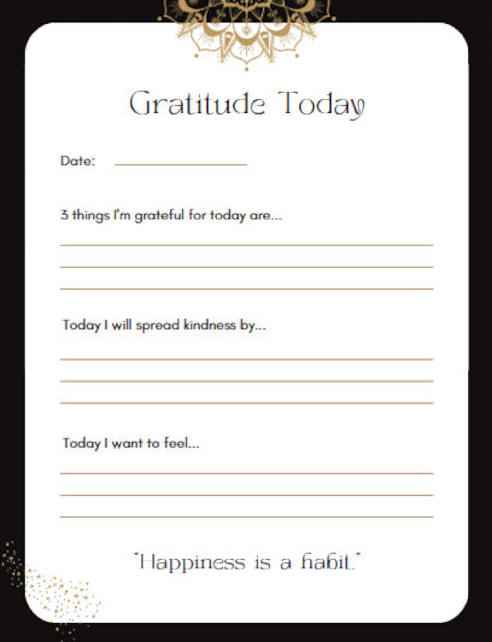 Gratitude Daily Journal Pages With Prompts - Etsy