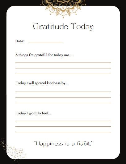 Gratitude Daily Journal Pages With Prompts - Etsy