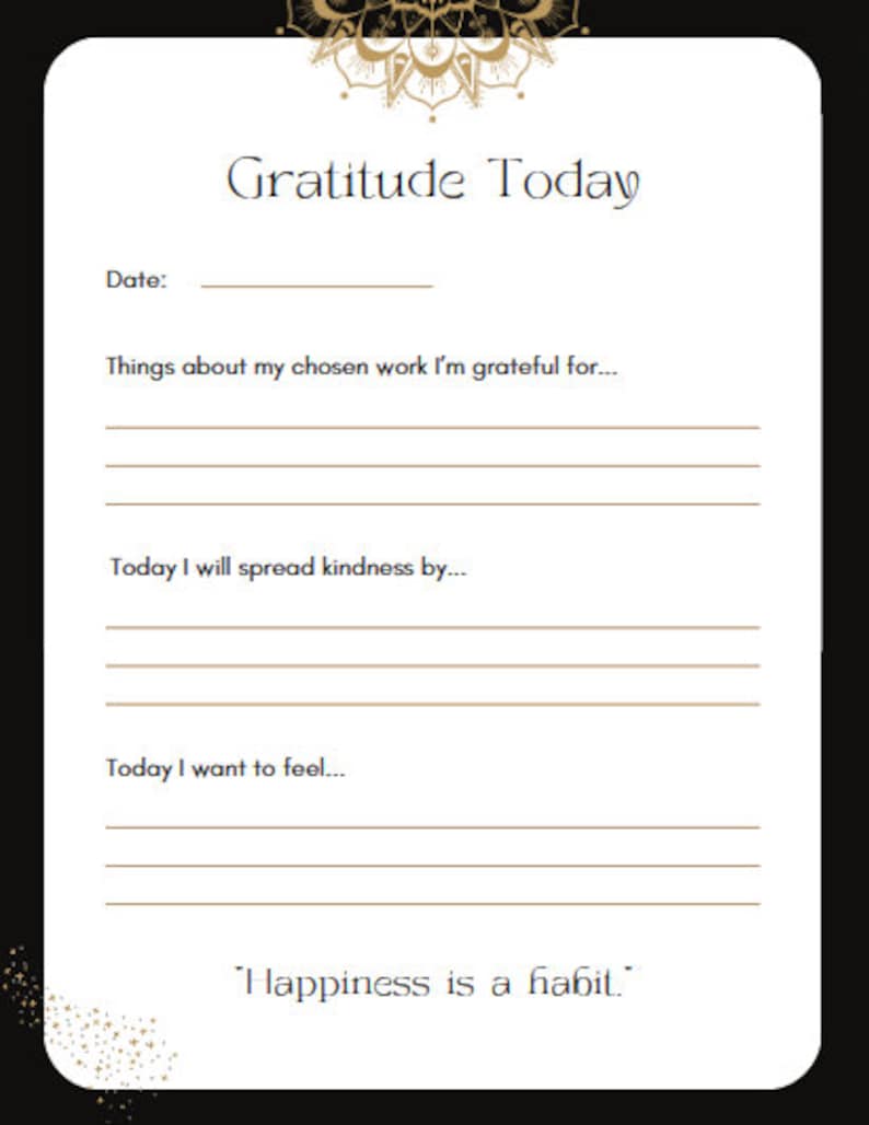 Gratitude Daily Journal Pages With Prompts - Etsy