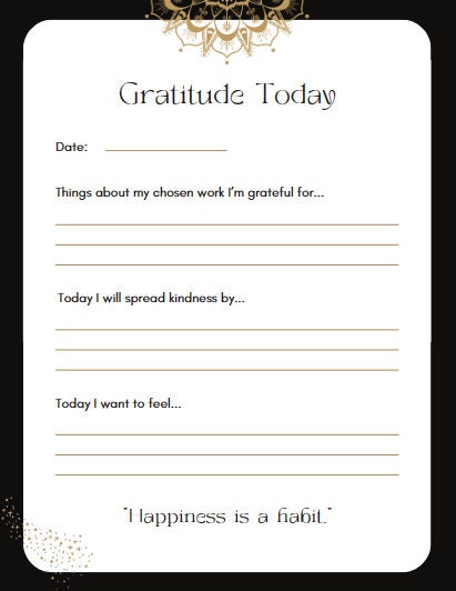 Gratitude Daily Journal Pages With Prompts - Etsy