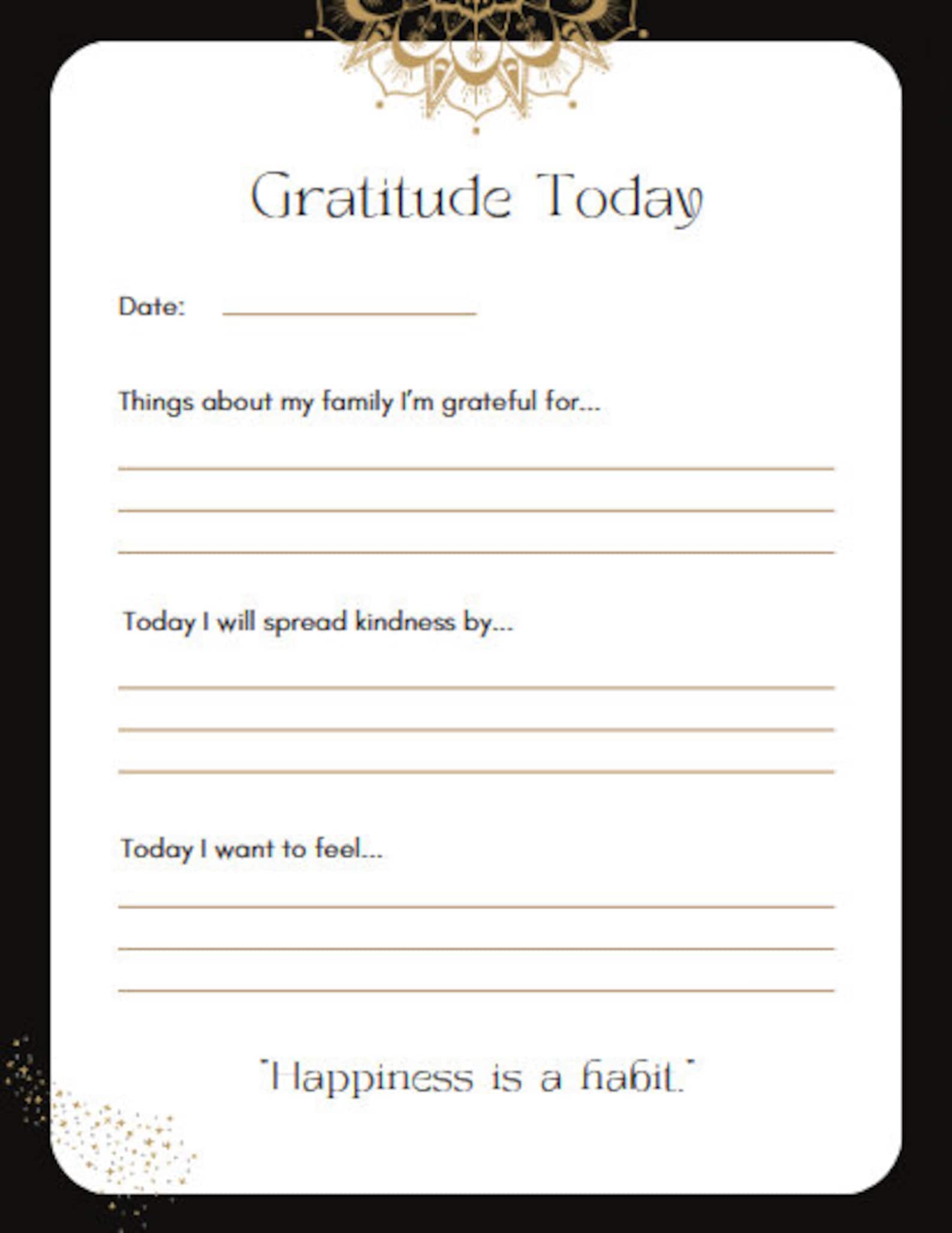Gratitude Daily Journal Pages With Prompts - Etsy