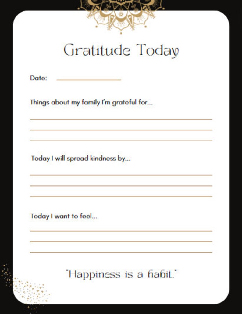 Gratitude Daily Journal Pages With Prompts - Etsy