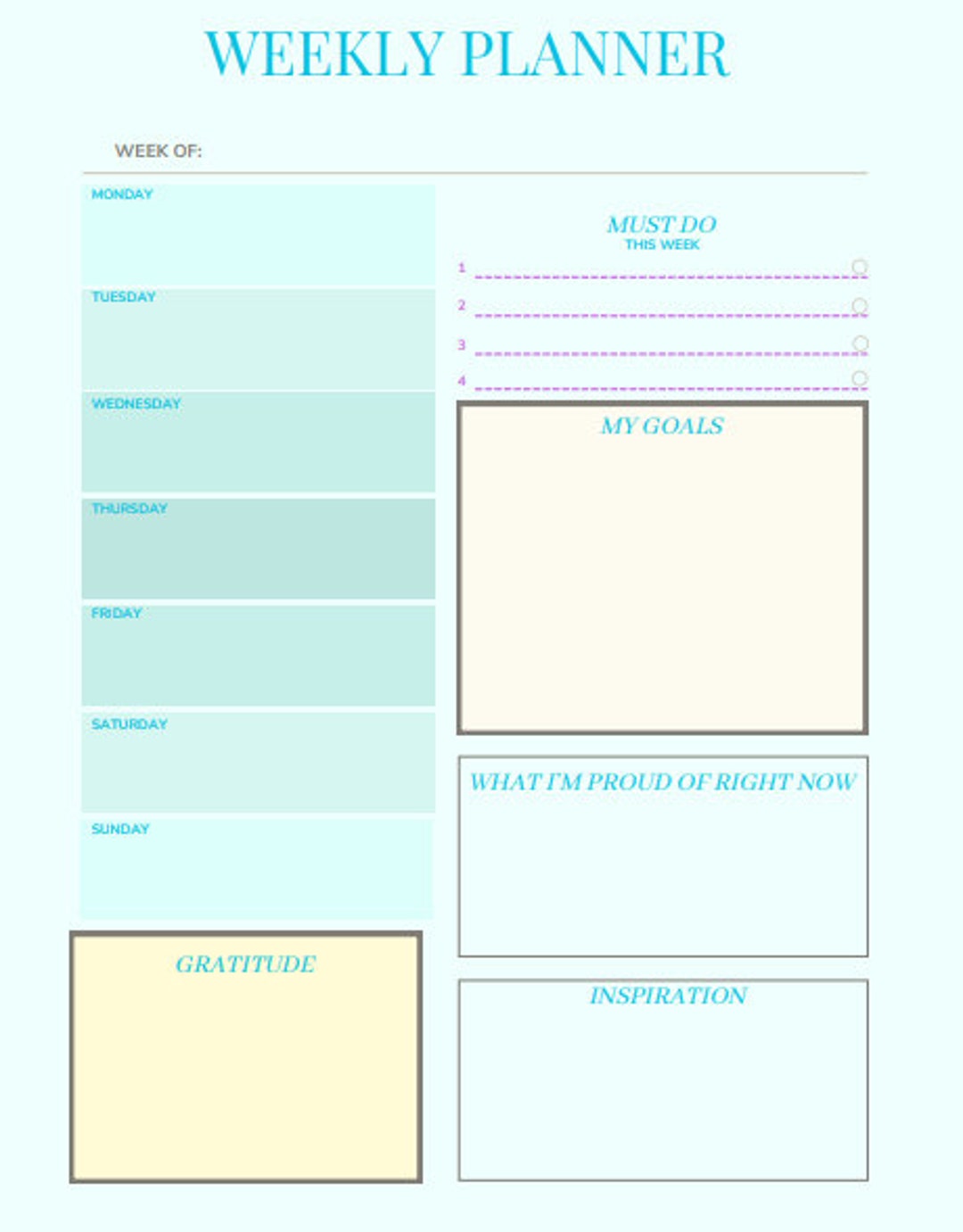 Weekly and Daily Planner Sheets - Etsy