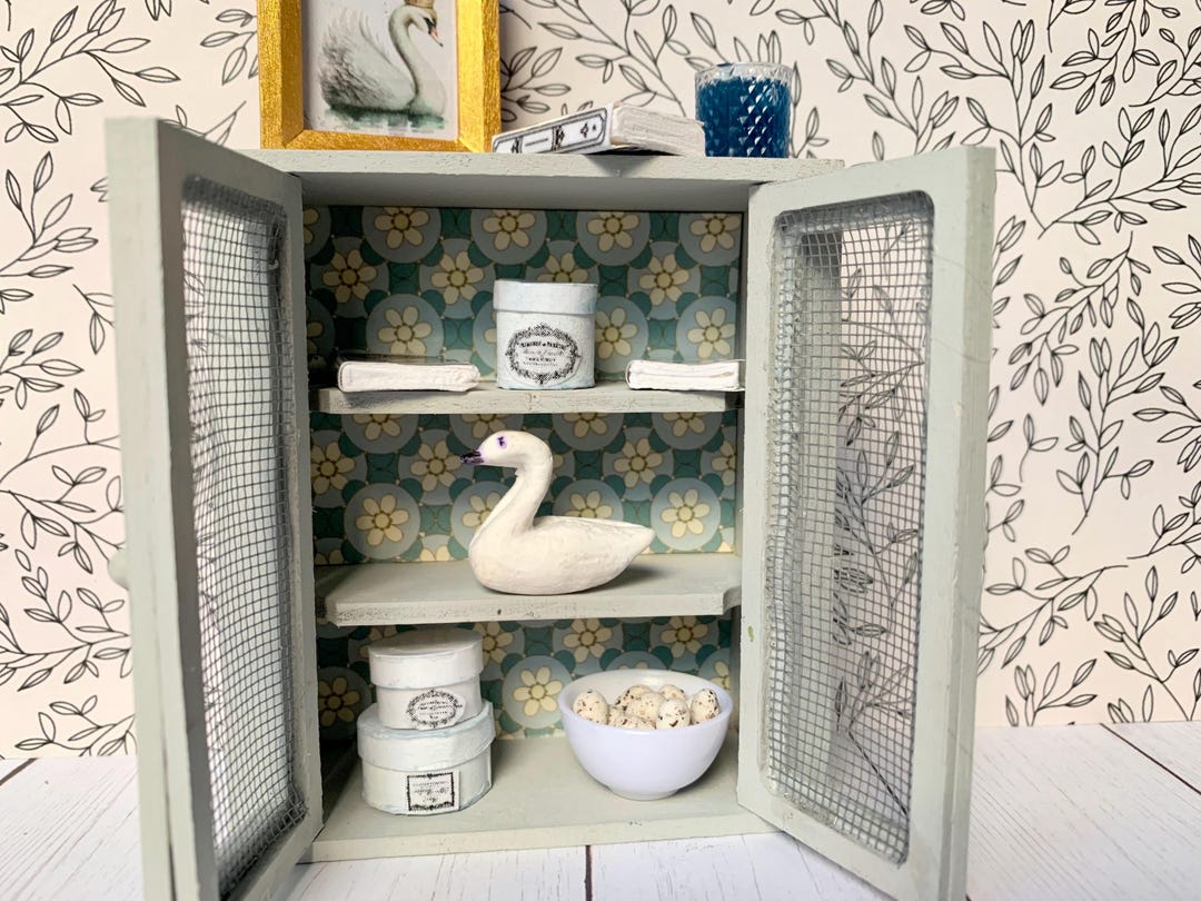 Miniature Pie Pantry Furniture Farmhouse Blue Gray With Swans Lot ...
