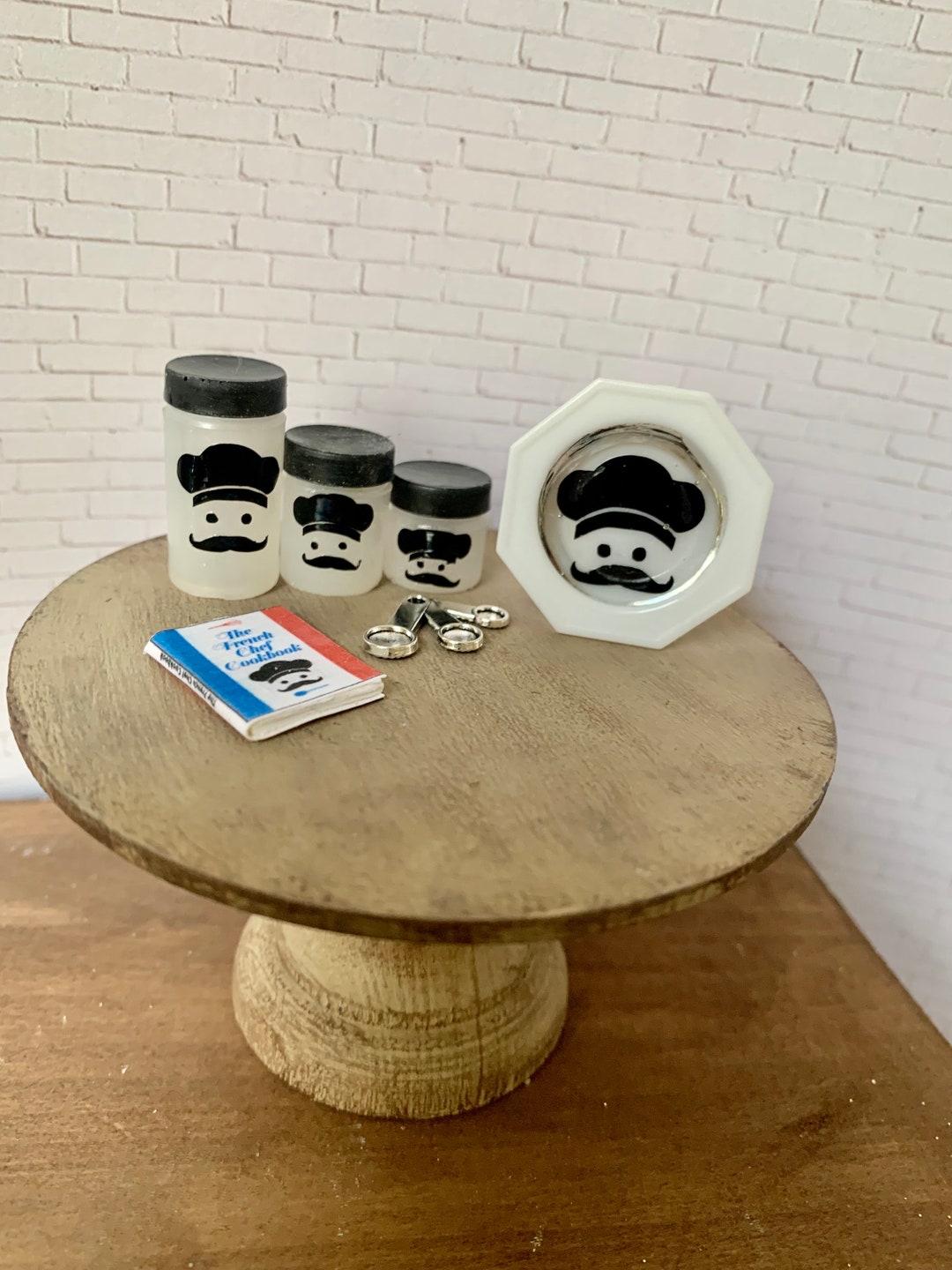 Miniature Set Lot Bundle Chef Canisters Cook Book Chef Platter Kitchen ...