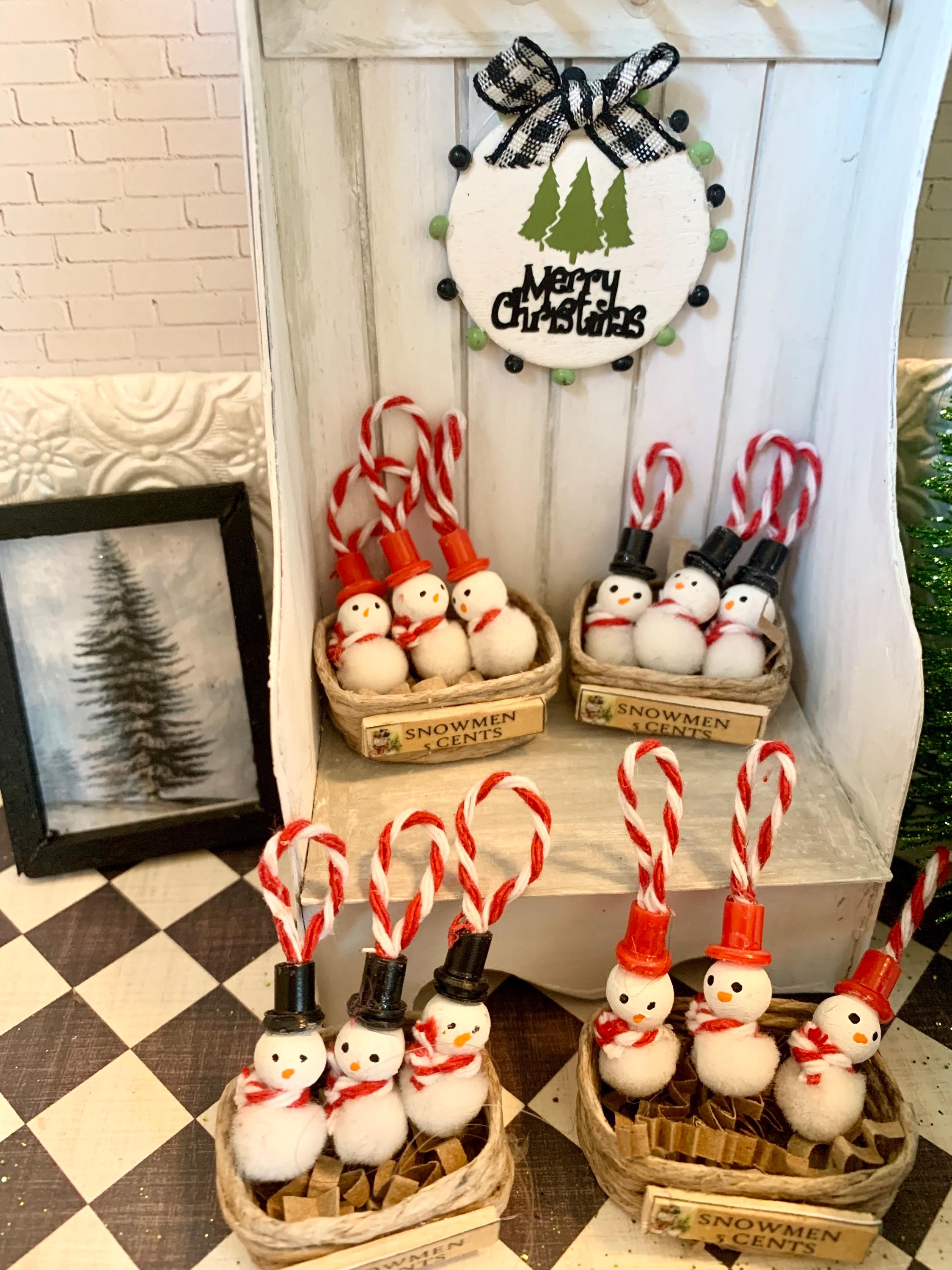 Miniature Christmas Basket of Snowman Oraments Bundle Lot Set - Etsy