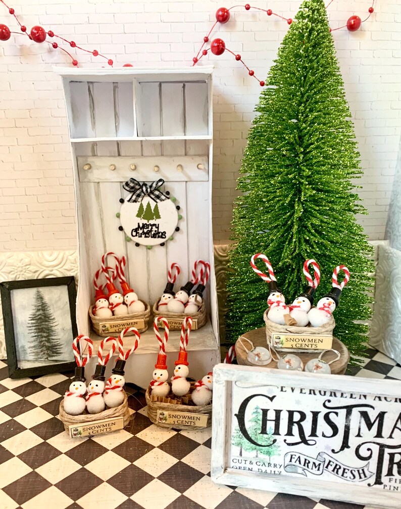 Miniature Christmas Basket of Snowman Oraments Bundle Lot Set - Etsy