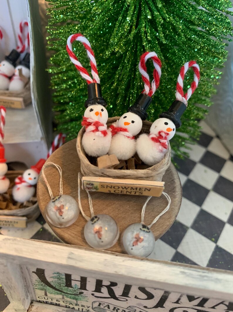 Miniature Christmas Basket of Snowman Oraments Bundle Lot Set - Etsy