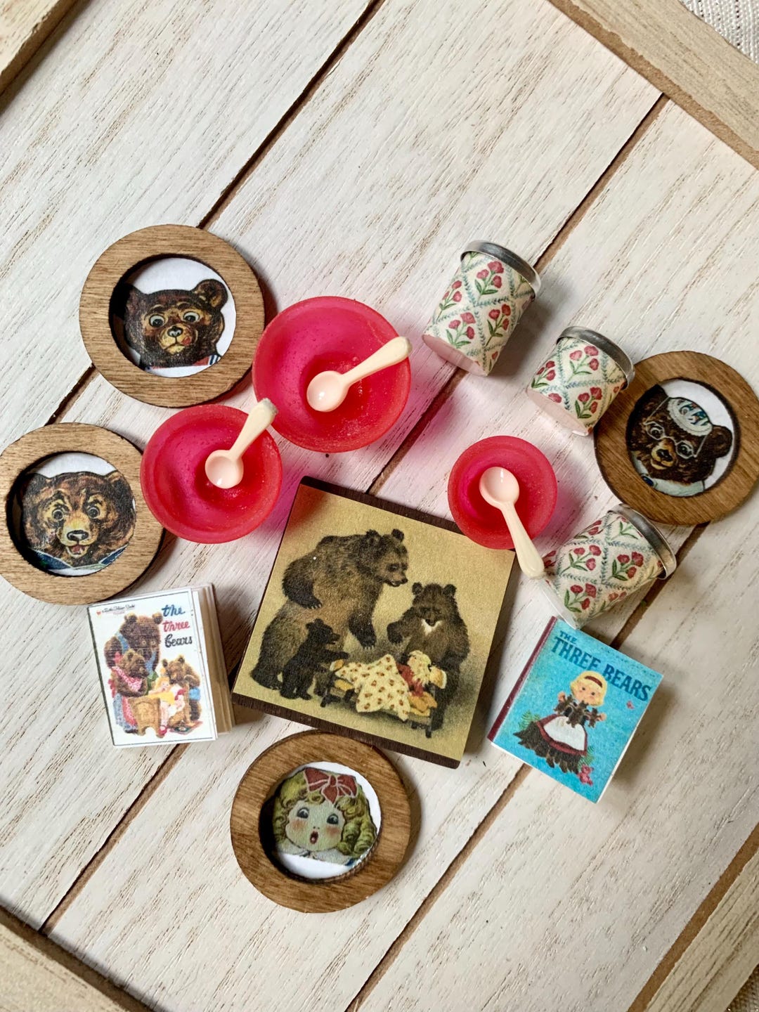 Miniature Bundle Goldilocks and the Three Bears Theme Decor Dollhouse ...