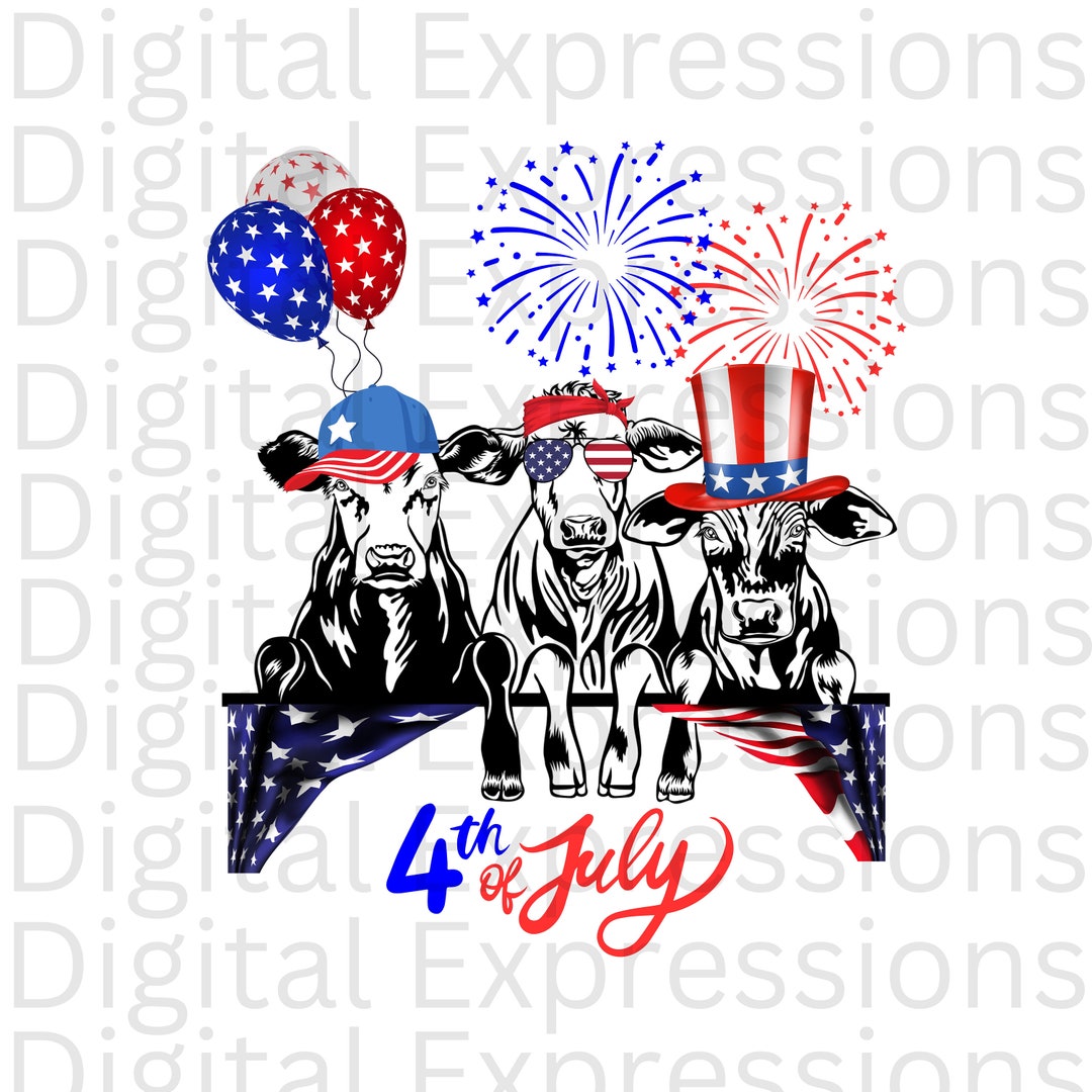 4th of July Cow PNG: Patriotic Farm Animal Decal (digital Download) - Etsy