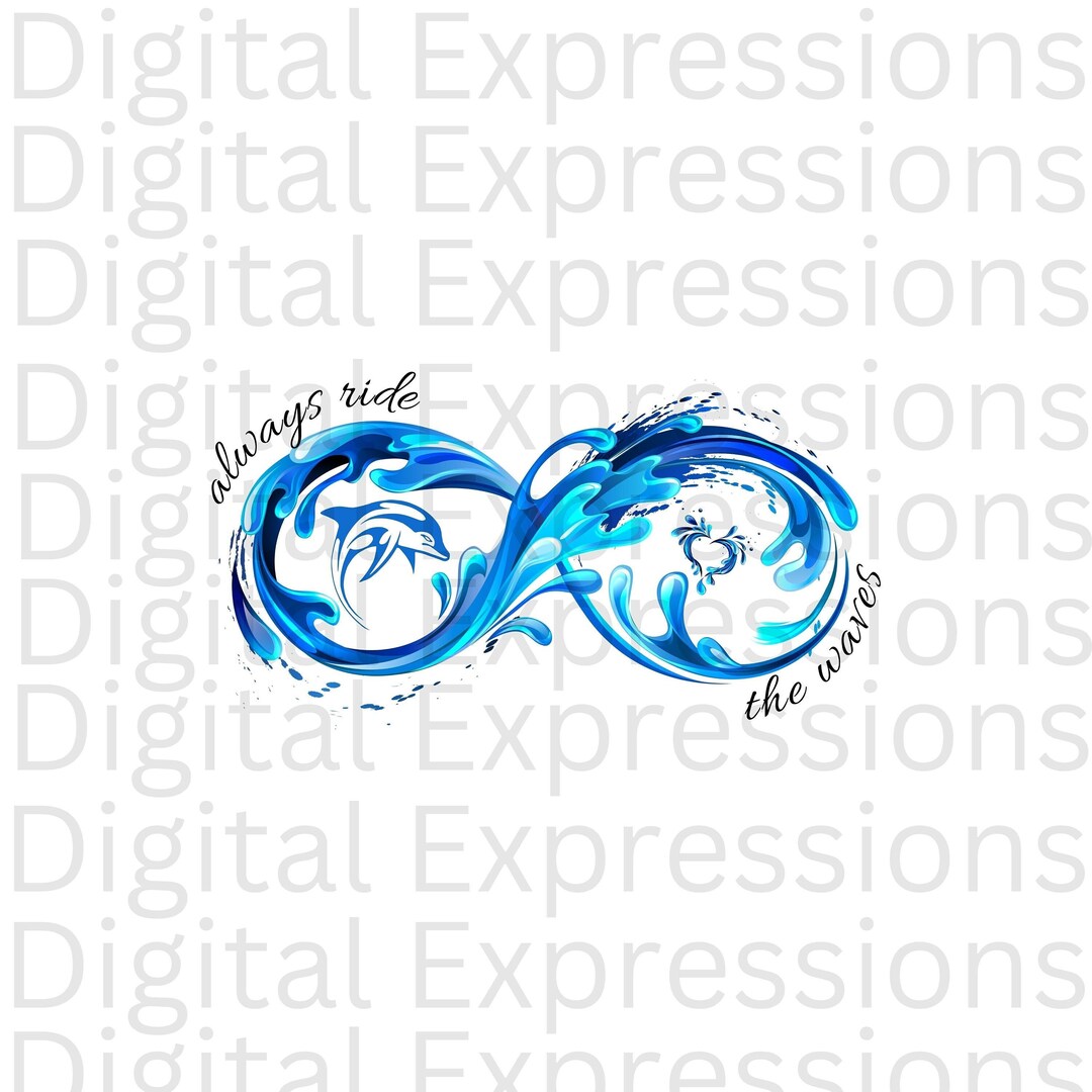 Ocean Waves Infinity Design: Dolphin & Turtle PNG (digital Download) - Etsy