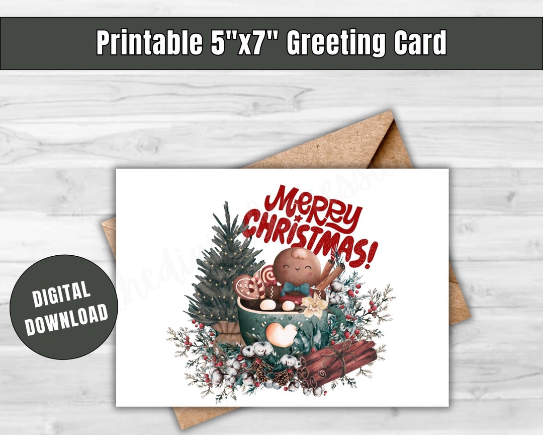 Christmas Card Holiday Card Gingerbread Man Christmas Printable Card ...