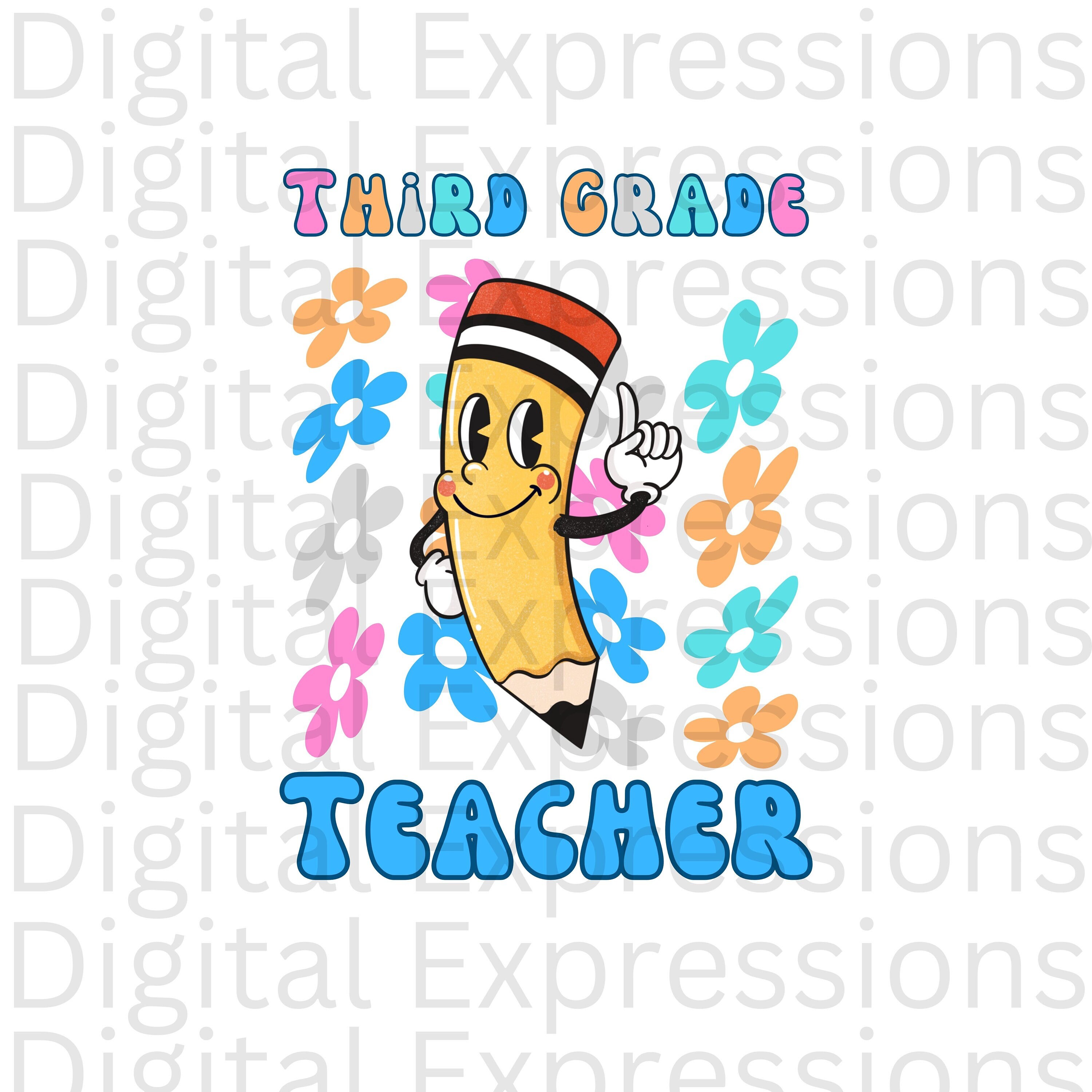 Retro Third Grade Teacher PNG for Tshirt 3rd Grade Teacher JPG Instant ...