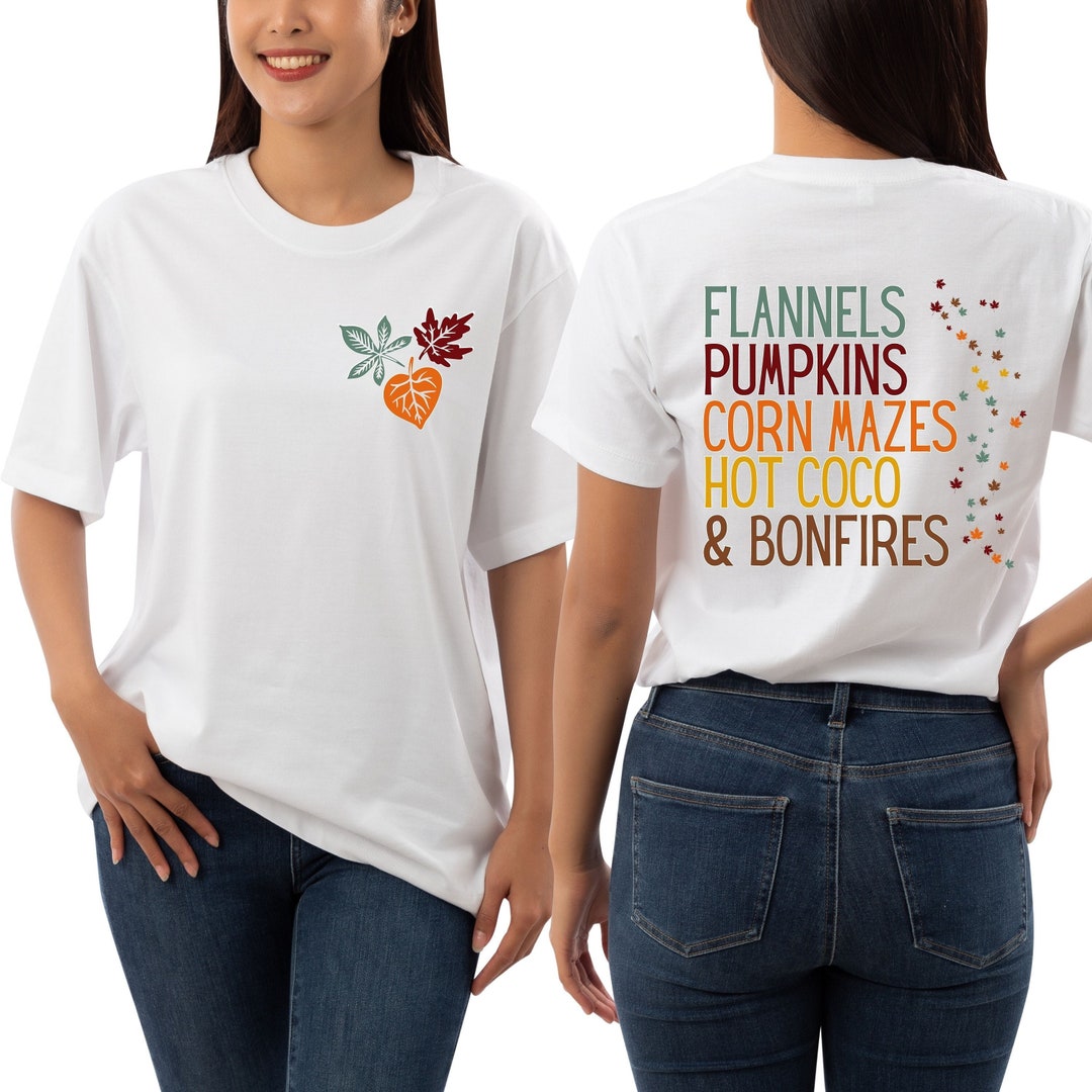 Front and Back Womens Autumn Tshirt, Womens Fall T-shirt, Colors of ...