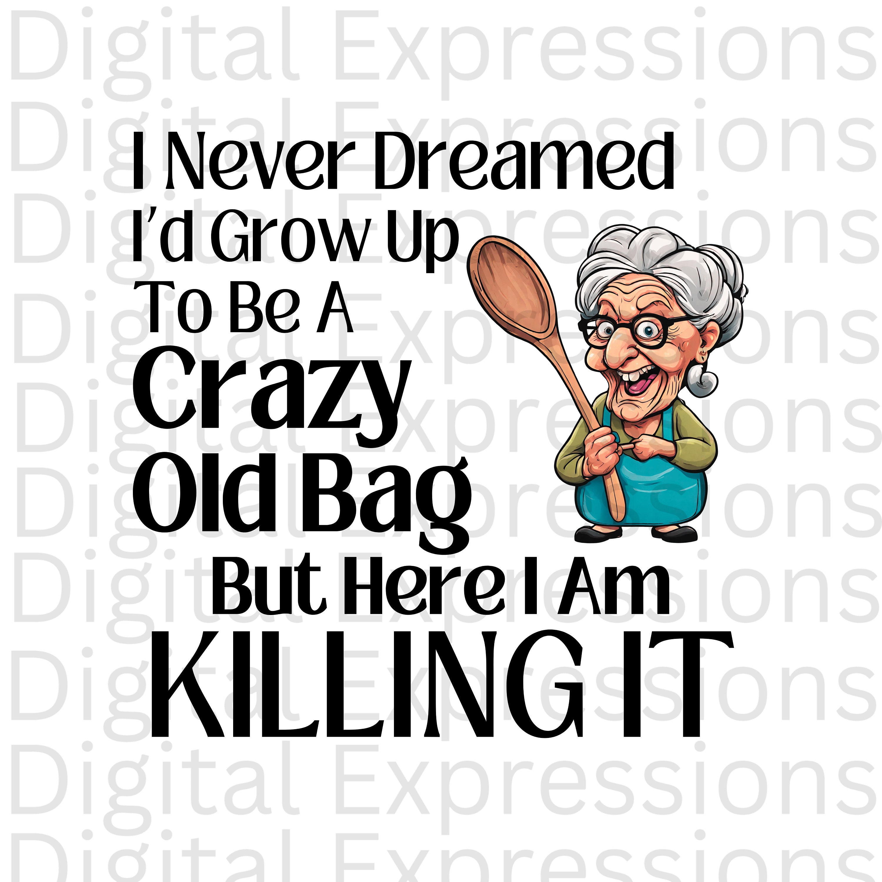 2 Funny Old Lady PNG and JPG Instant Download Vintage Printable Png ...