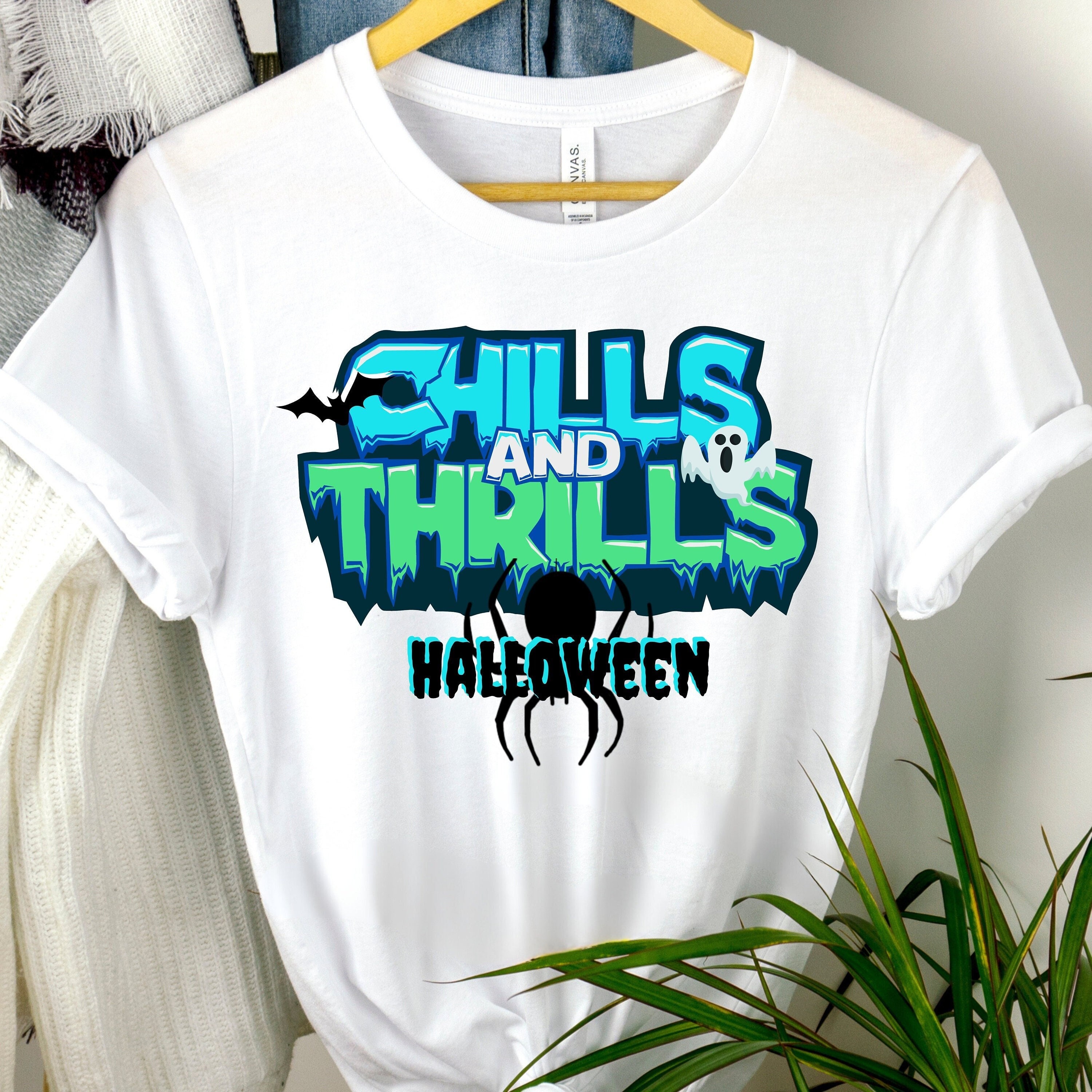 Halloween Party Shirt Chills and Thrills Tshirt Mens Halloween - Etsy