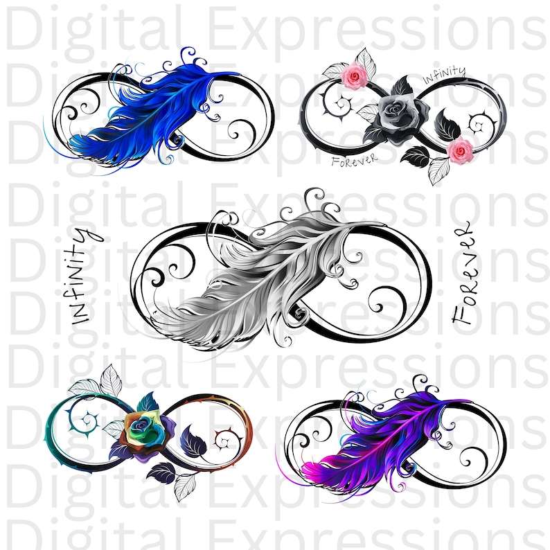 Set of 5 Pngs Infinity Sign PNG Instant Download Feather Design ...