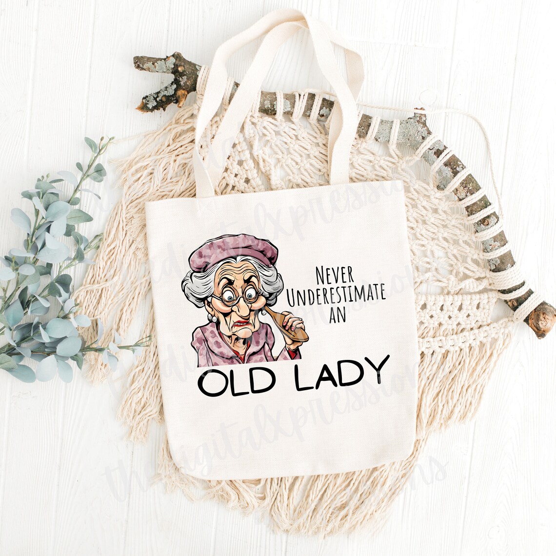 Funny Old Lady PNG: Crazy Grandmother Coffee Mug Design (digital ...