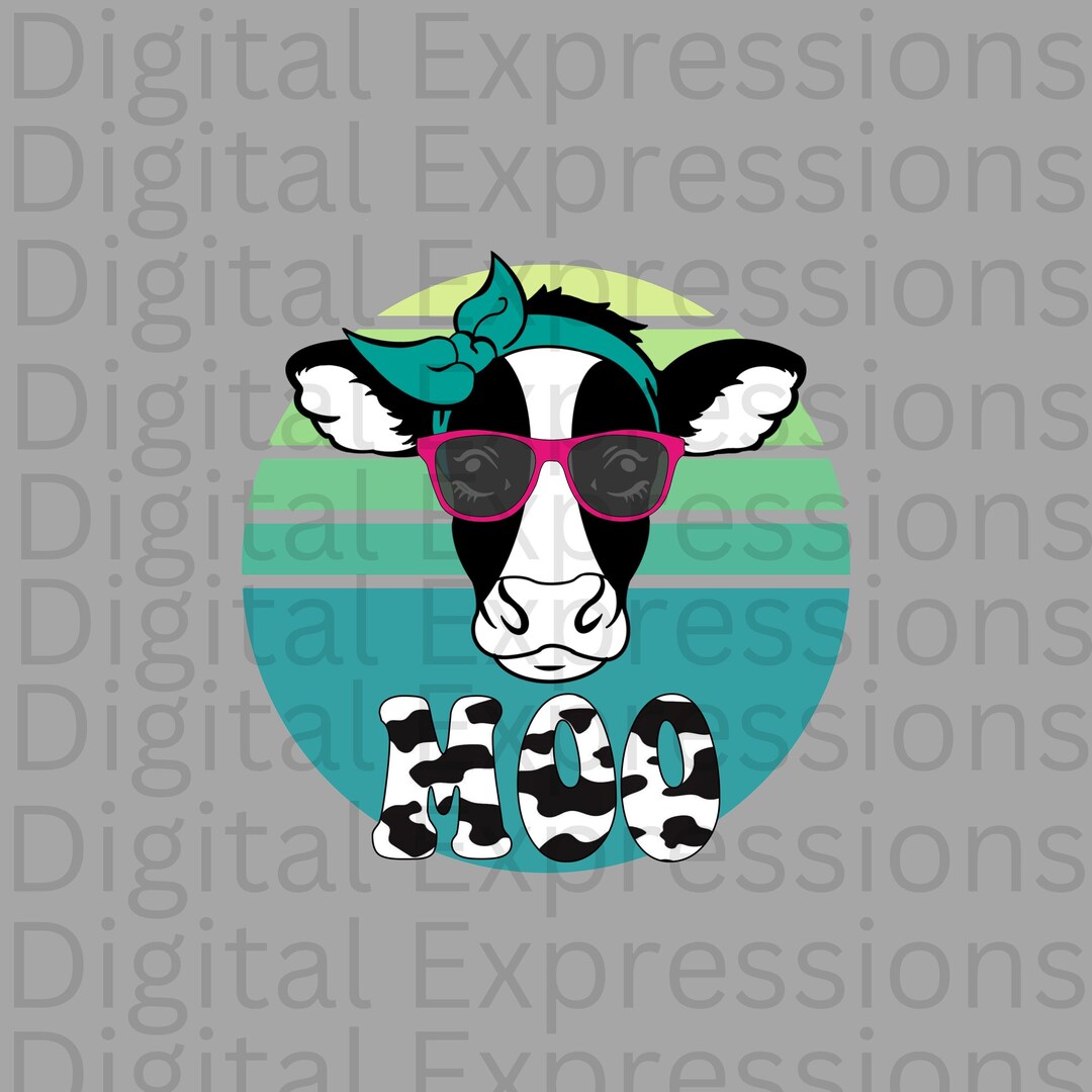 Moo Cow Tshirt PNG File Digital Download Instant Download Cow Design ...