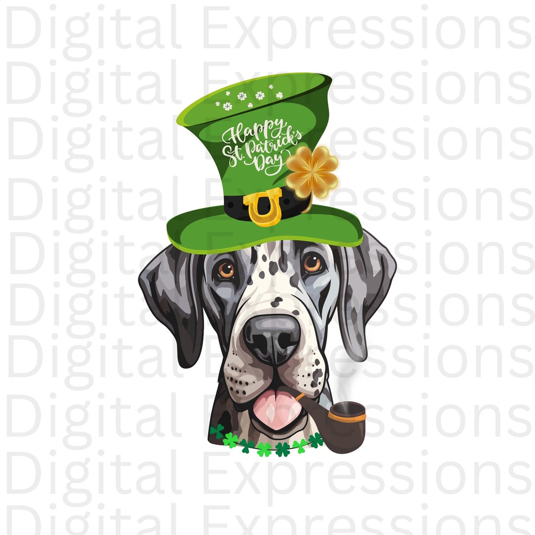 Great Dane St. Patrick's Day PNG JPG File Instant Download Printable ...