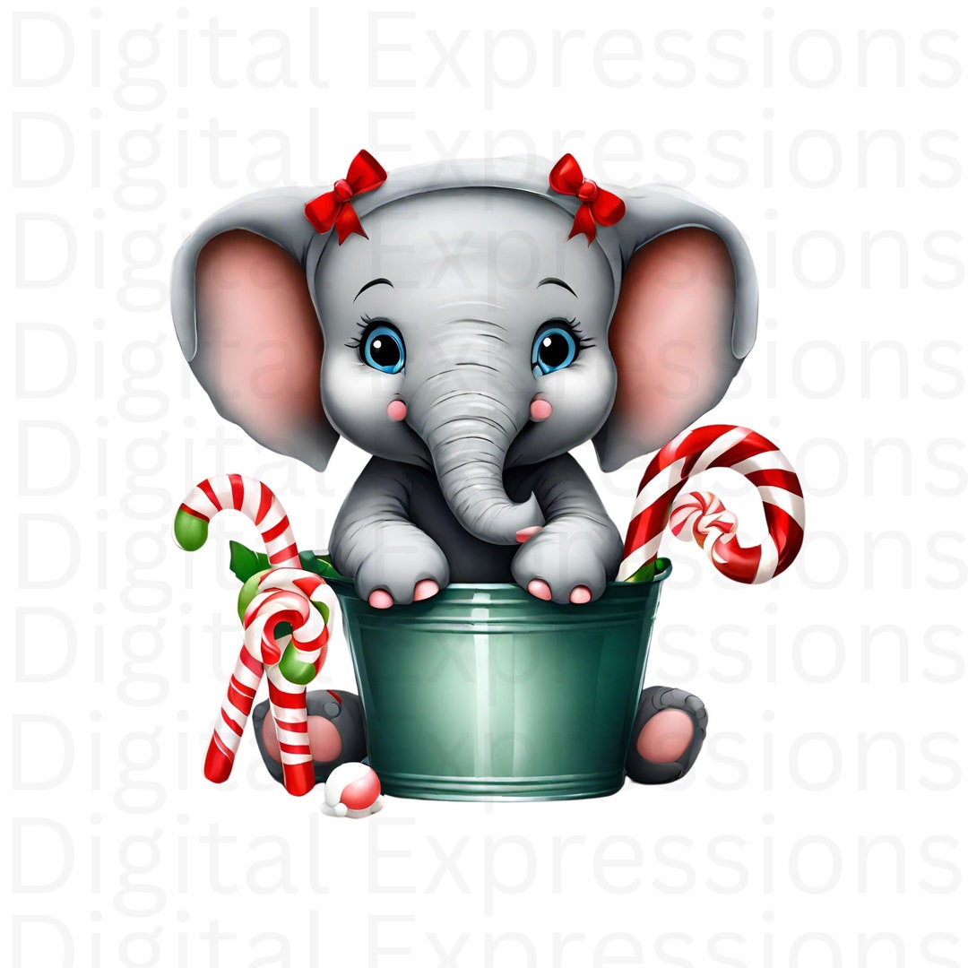 Christmas Elephant PNG Baby Elephant PNG Elephant Graphic Elephant Png ...
