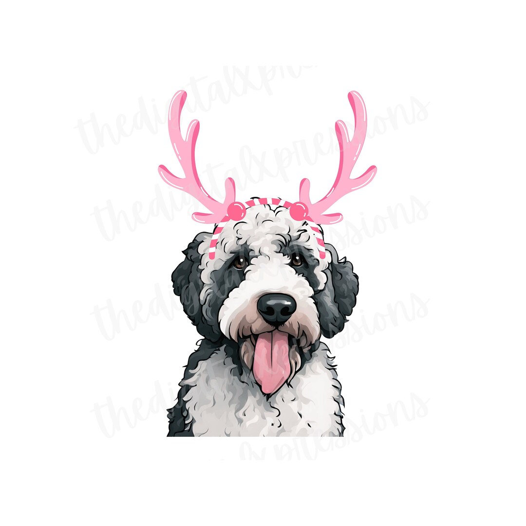 Sheepadoodle PNG: Dog With Antlers, T-shirt Design (digital Download ...