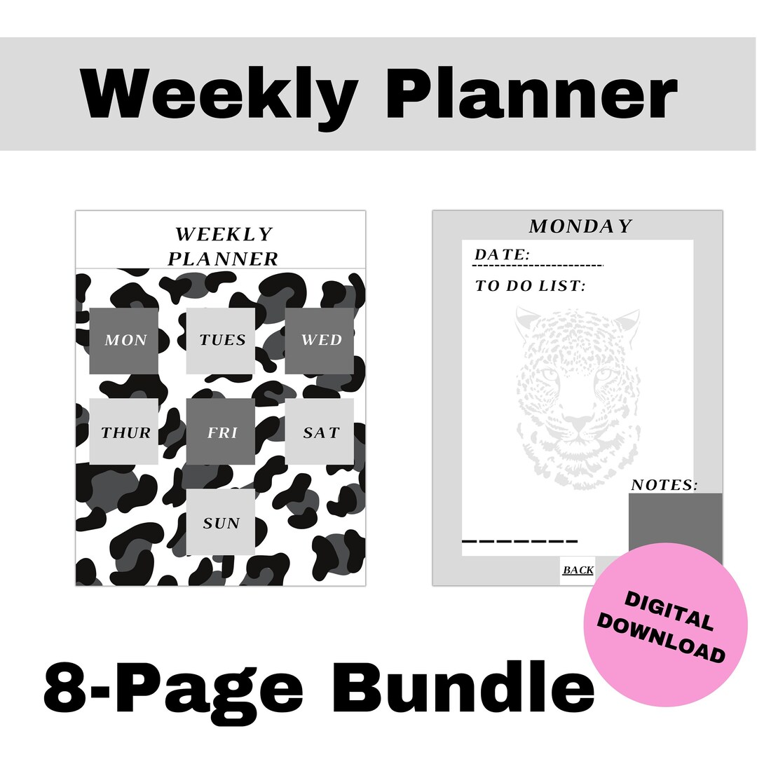 Instant Download Weekly Planner Daily Undated Printable Planner Undated ...