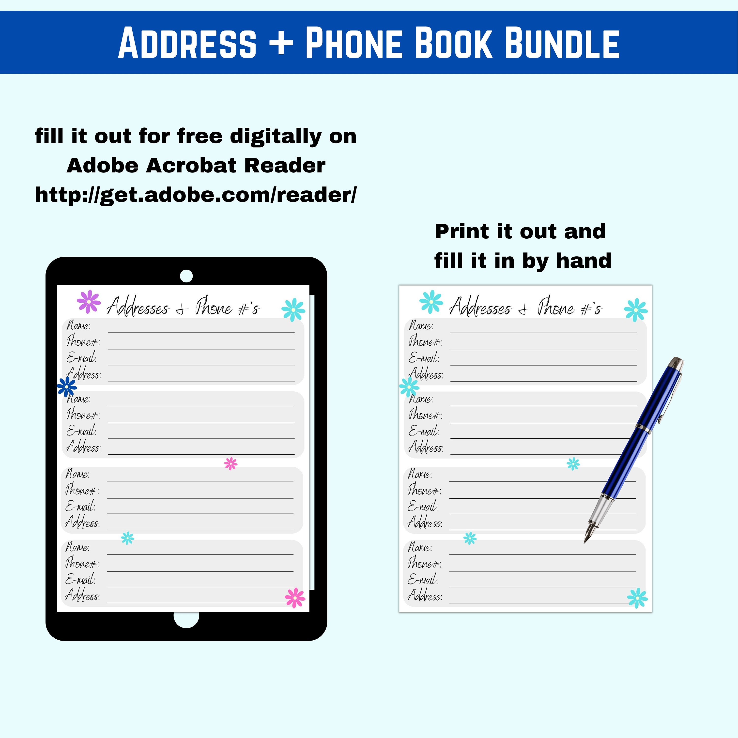 Instant Download Address Phone Organizer Address Organizer Digital ...