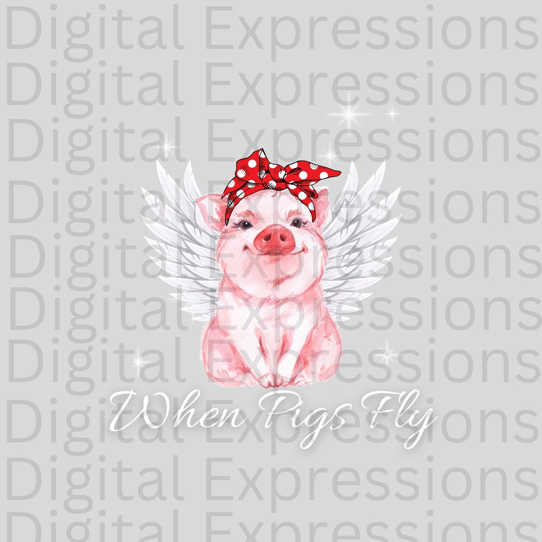 Pig PNG Angel Wings Design Instant Download Printable Design Digital ...
