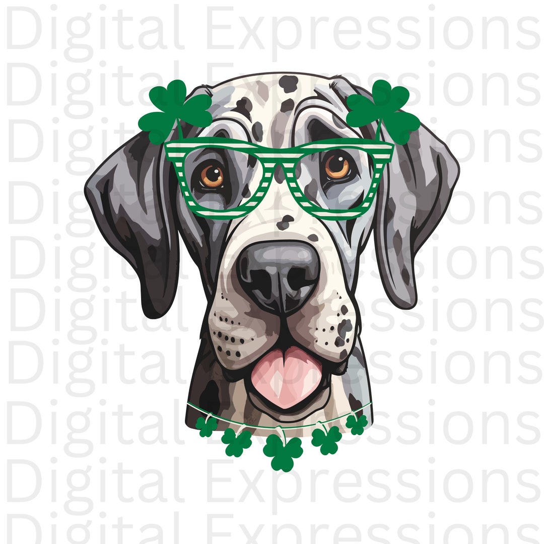 Great Dane St. Patrick's Day PNG JPG File Instant Download Printable ...