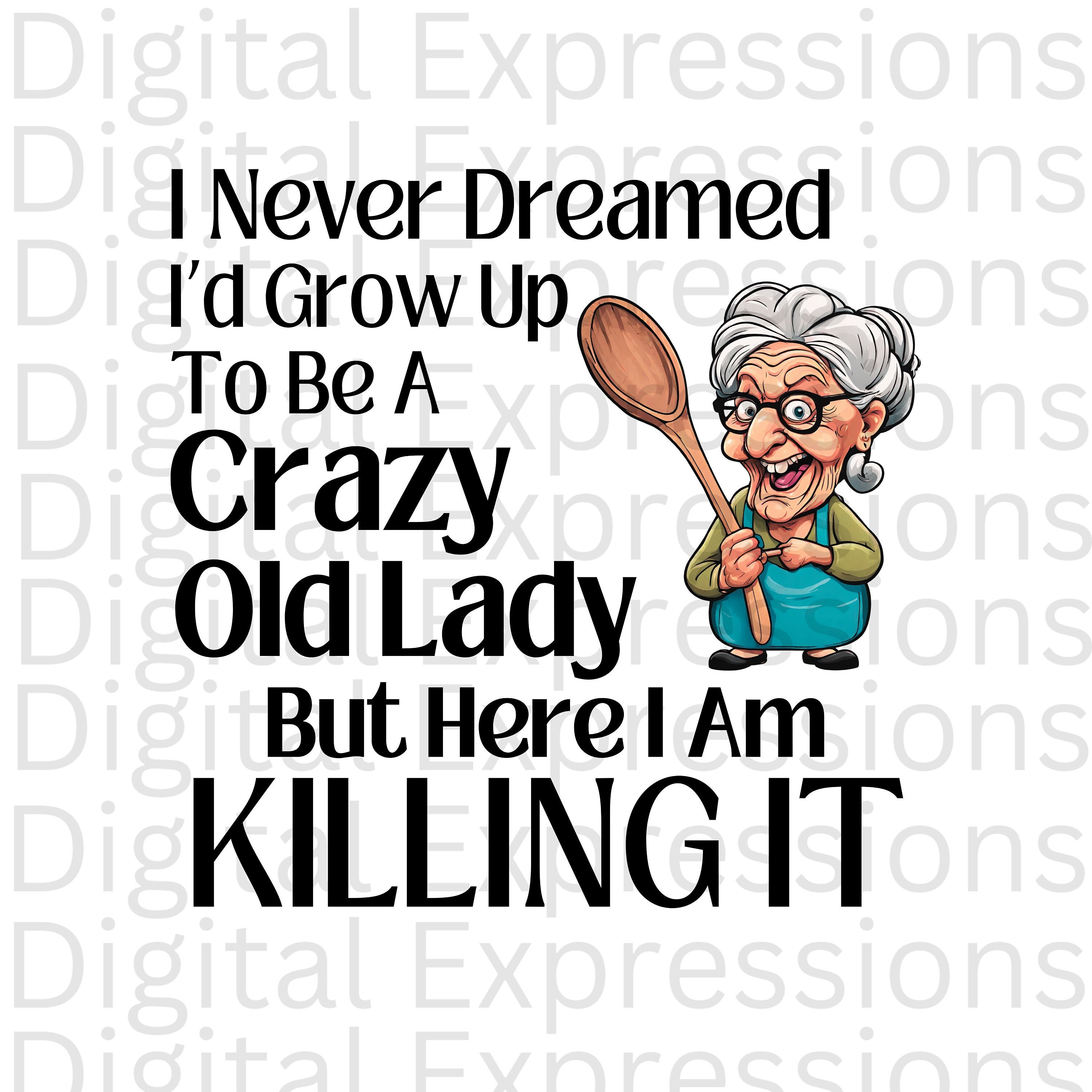 2 Funny Old Lady PNG and JPG Instant Download Vintage Printable Png ...