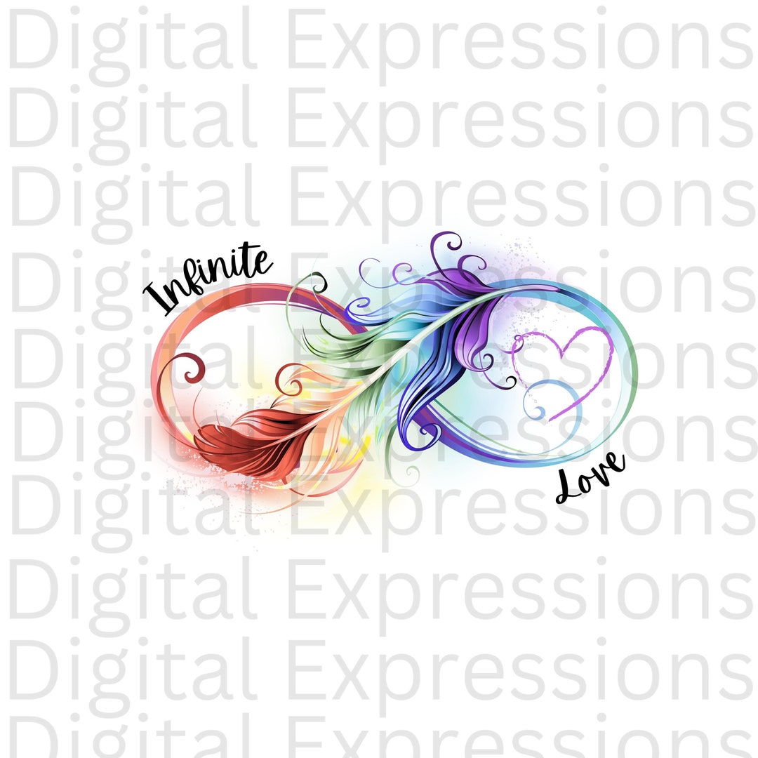 Infinite Love Tie Dye PNG: Feather Infinity Design (digital Download ...