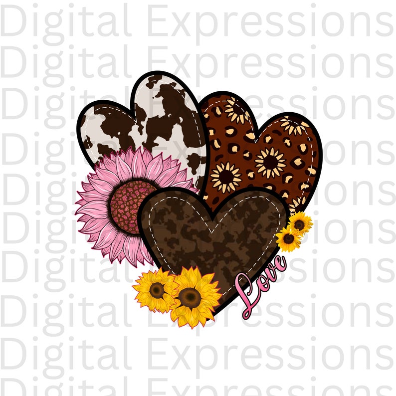 Cow Heart PNG File JPG File Instant Download Printable Png Sunflower ...