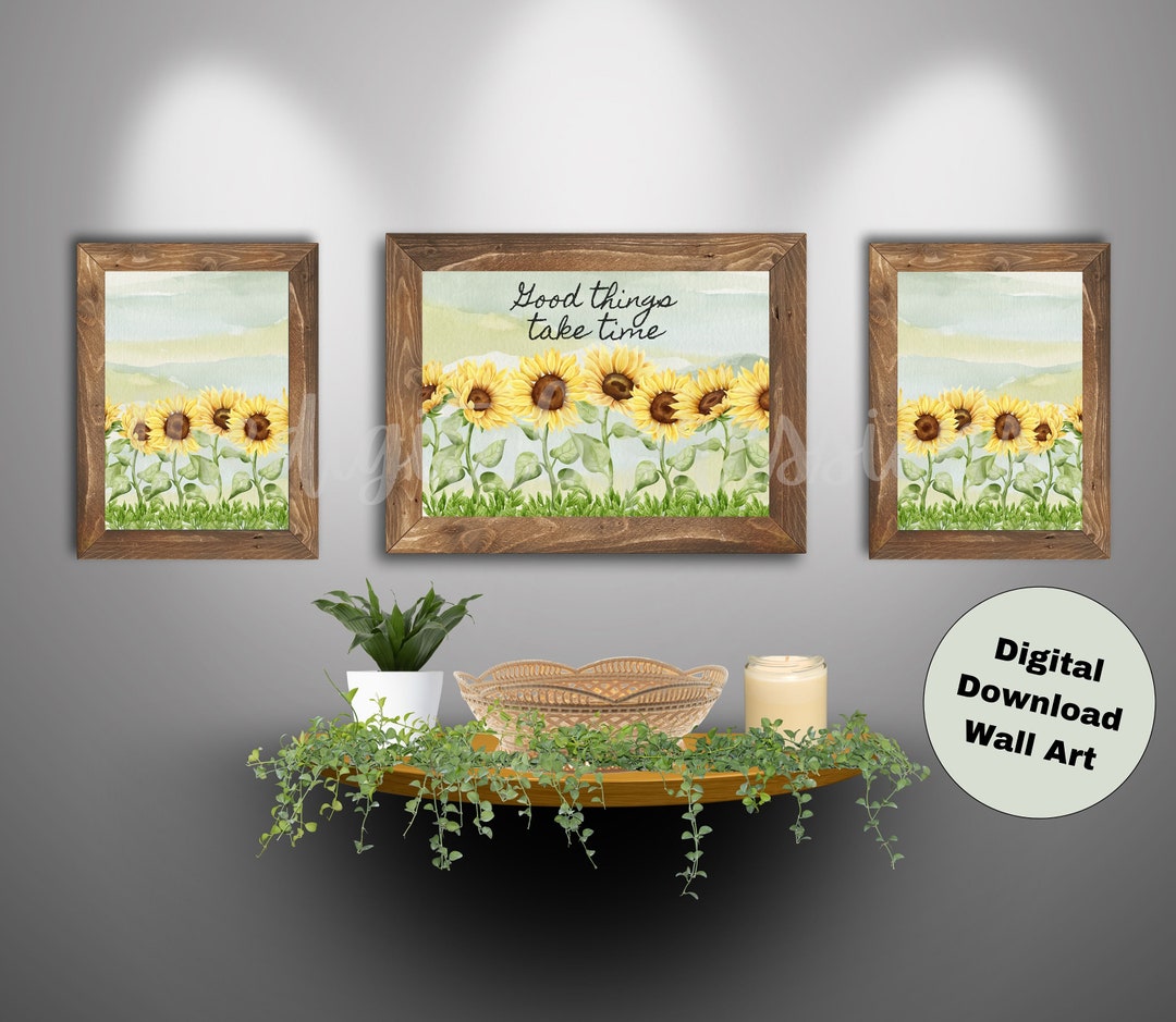 Set of 3 Sunflower PDF Instant Download Printable Picture Wildflower ...