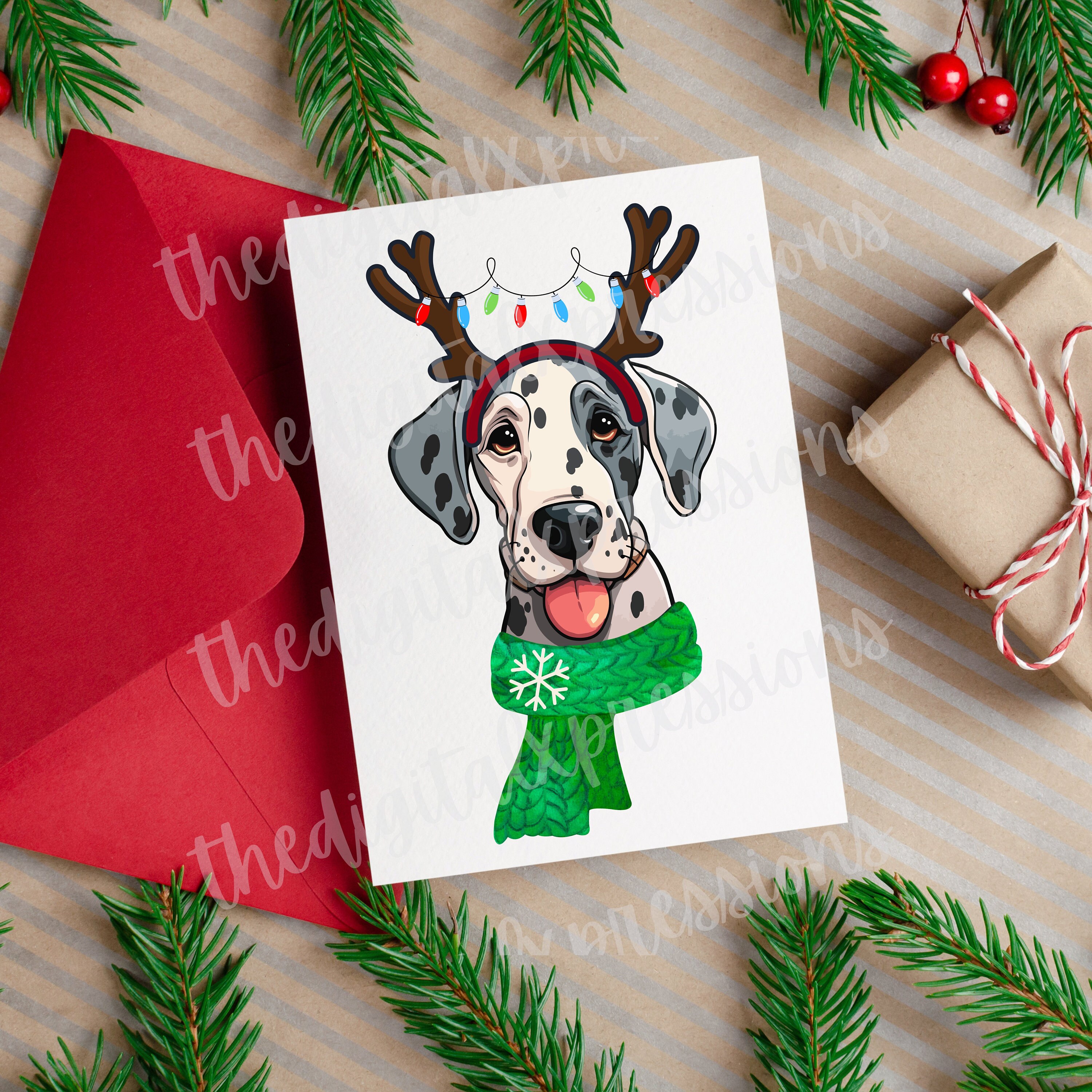 Great Dane Christmas PNG JPG File Instant Download Printable Png Dog T ...