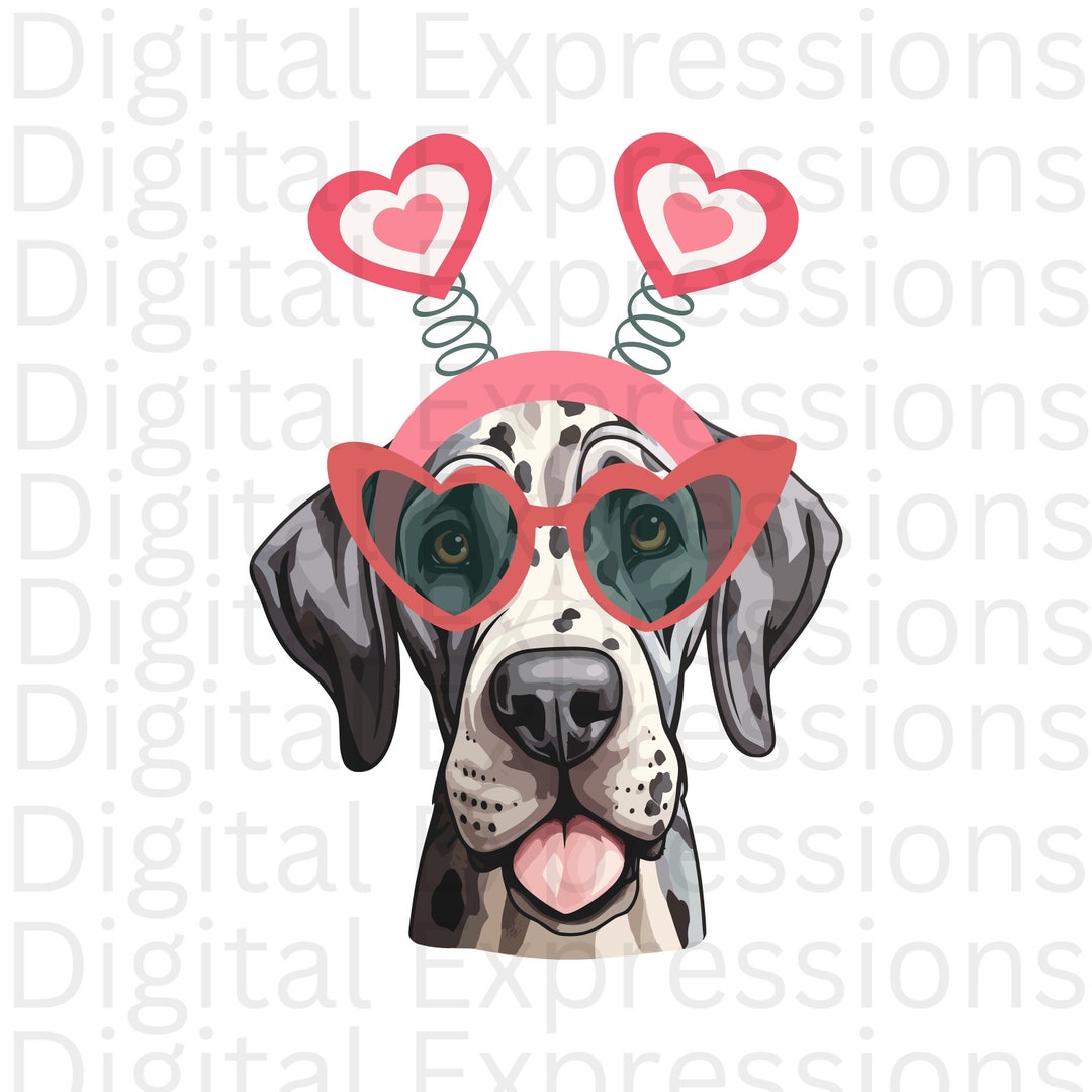 Great Dane Valentine PNG JPG File Instant Download Printable Png Dog T ...