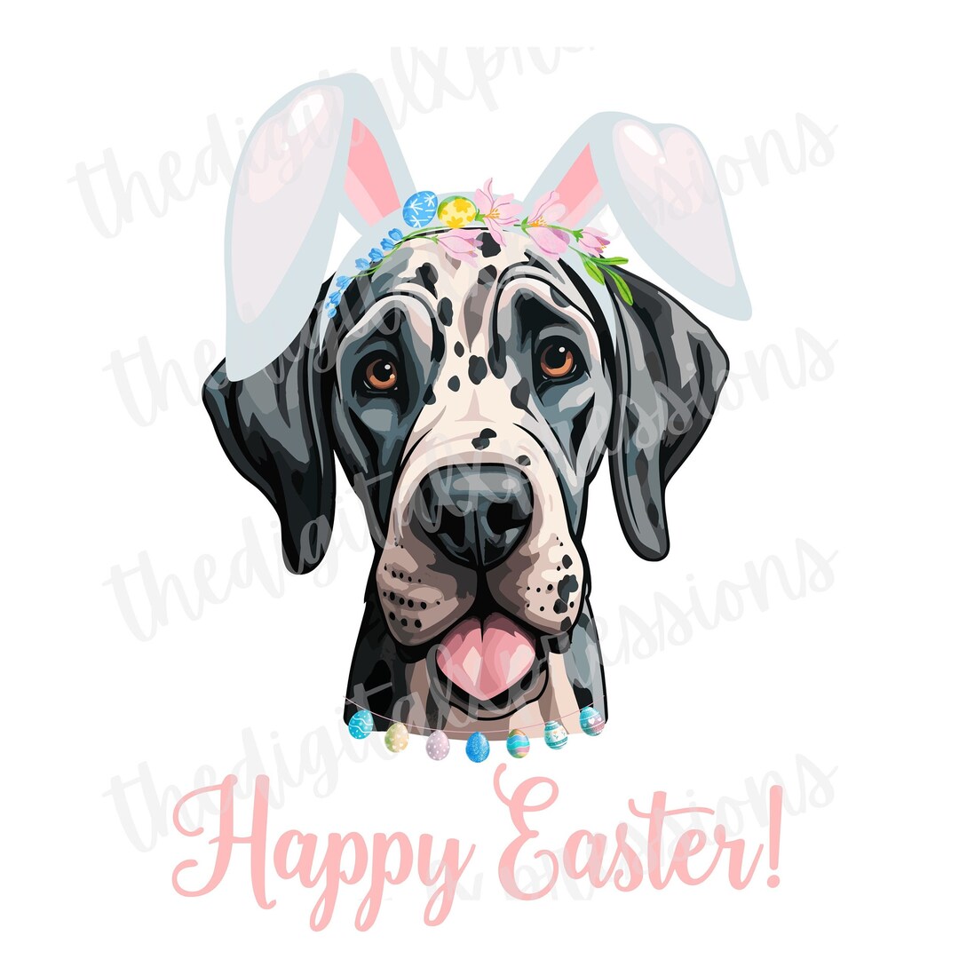 Great Dane Happy Easter PNG Digital Download Dog Picture Instant ...