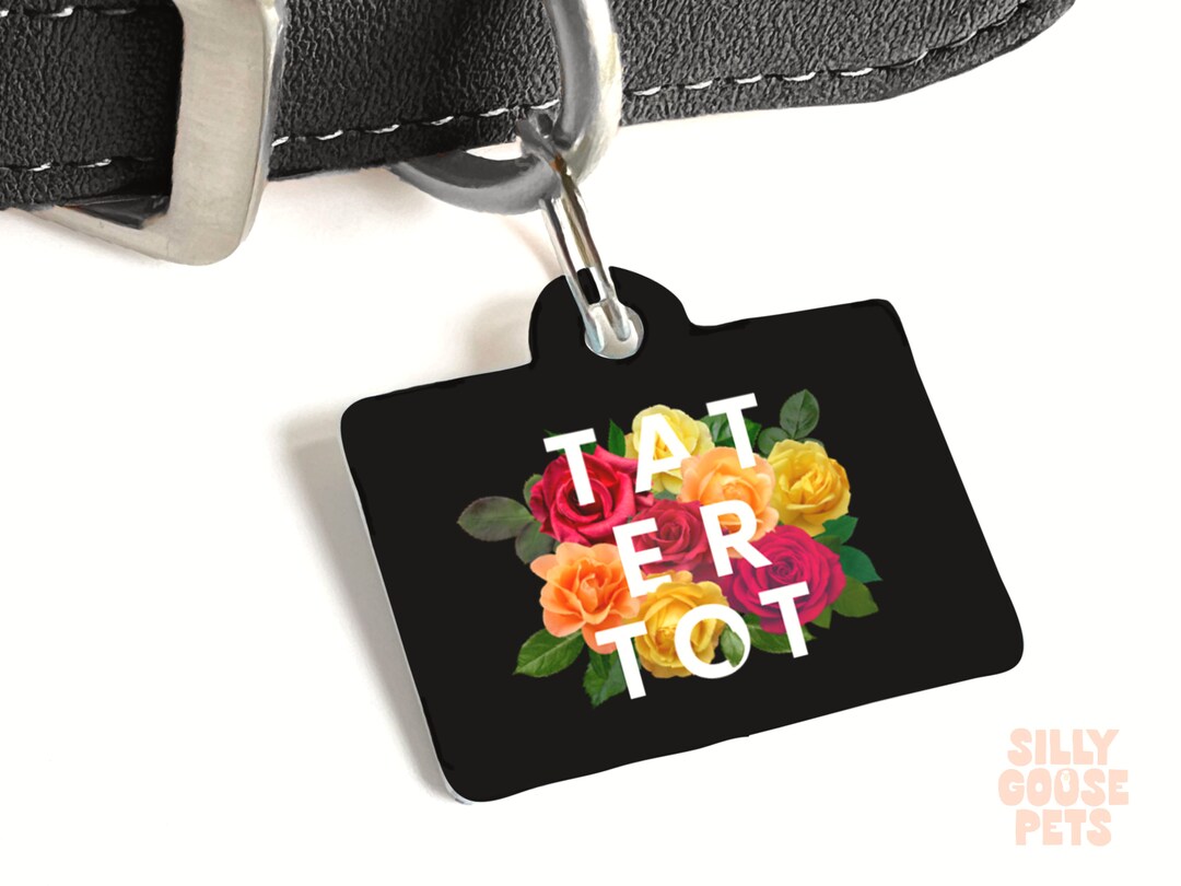 Gothic Floral Pet ID Tag, Custom Personalized Dog or Cat Tags, Moody ...