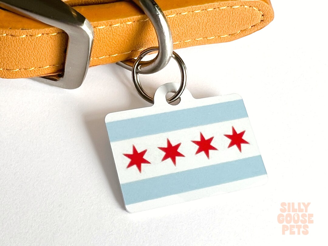 Chicago Flag ID Tag, Custom Personalized Dog or Cat Tags, Chicago Star ...