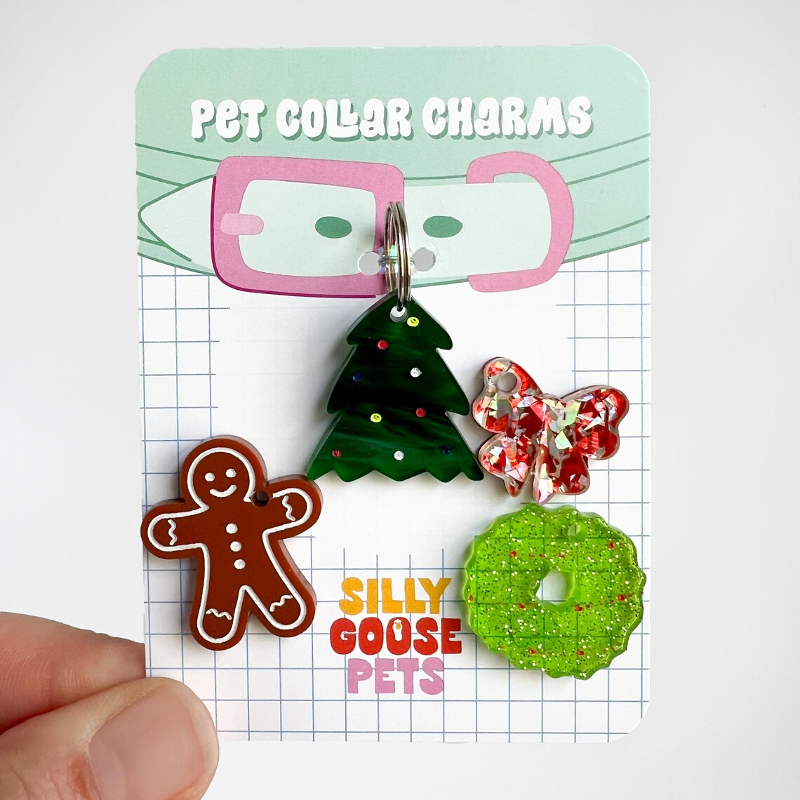 Christmas Pet Collar Charm Set – Tree, Wreath, Gingerbread & Glitter ...