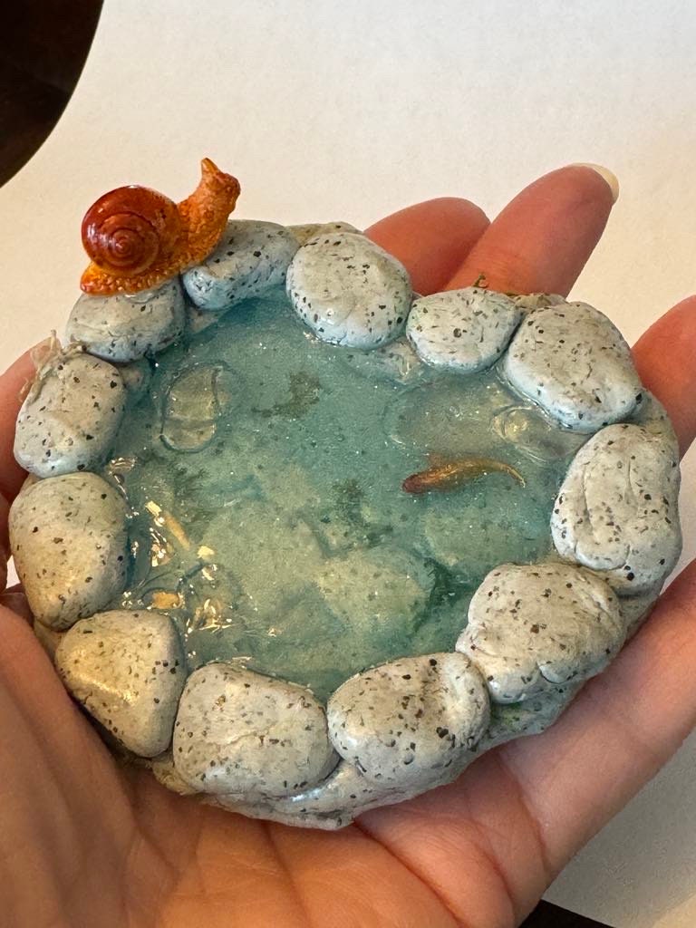 Miniature Koi Pond With Mini Snail for Fairy Garden, Doll House - Etsy