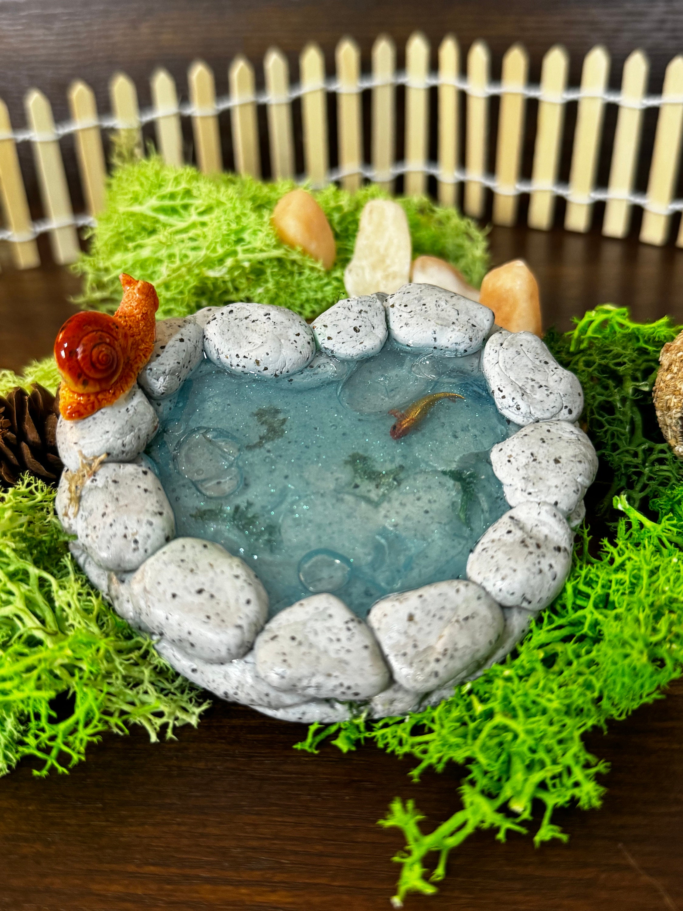 Miniature Koi Pond With Mini Snail for Fairy Garden, Doll House - Etsy