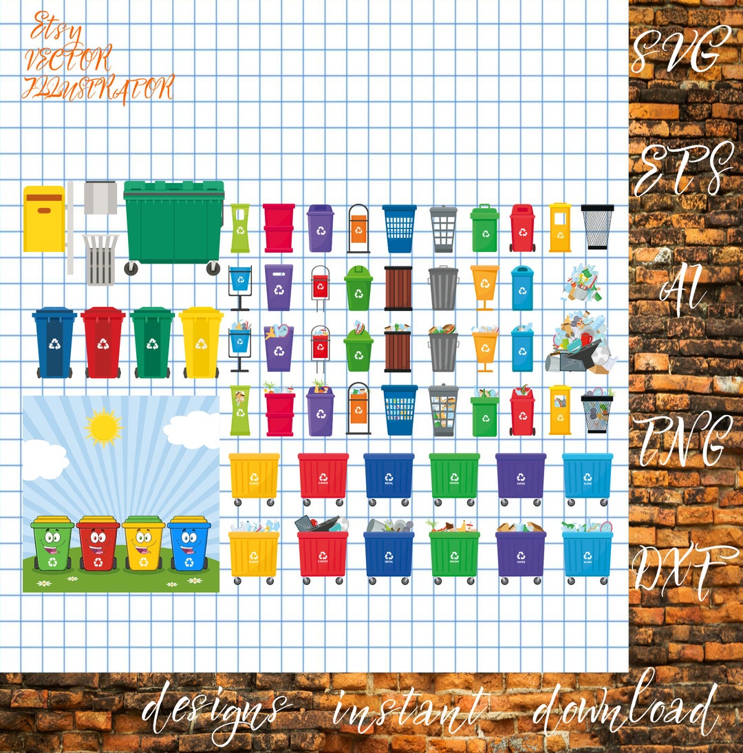 Trash Can File Trash Bin SVG File Garbage Can Svg Recycle - Etsy
