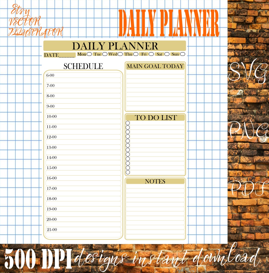 Printable Simple Clean Daily Planner PDF, Digital Template for Simple ...