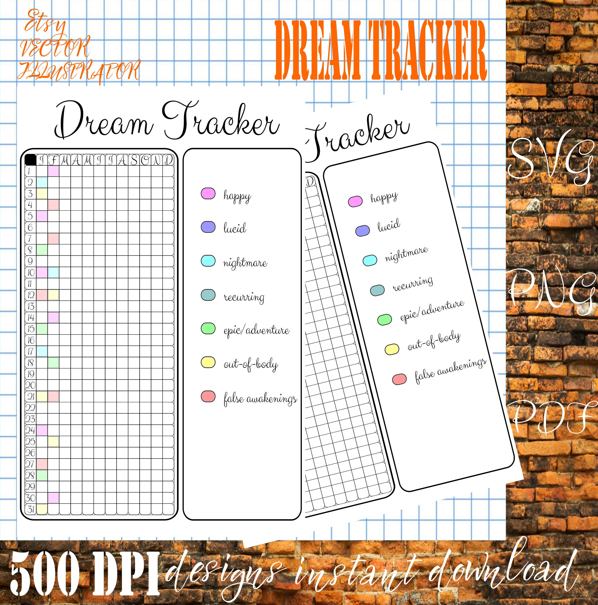 Dream Tracker Printable Tracker Dream Log A4 & Letter Journal Page ...
