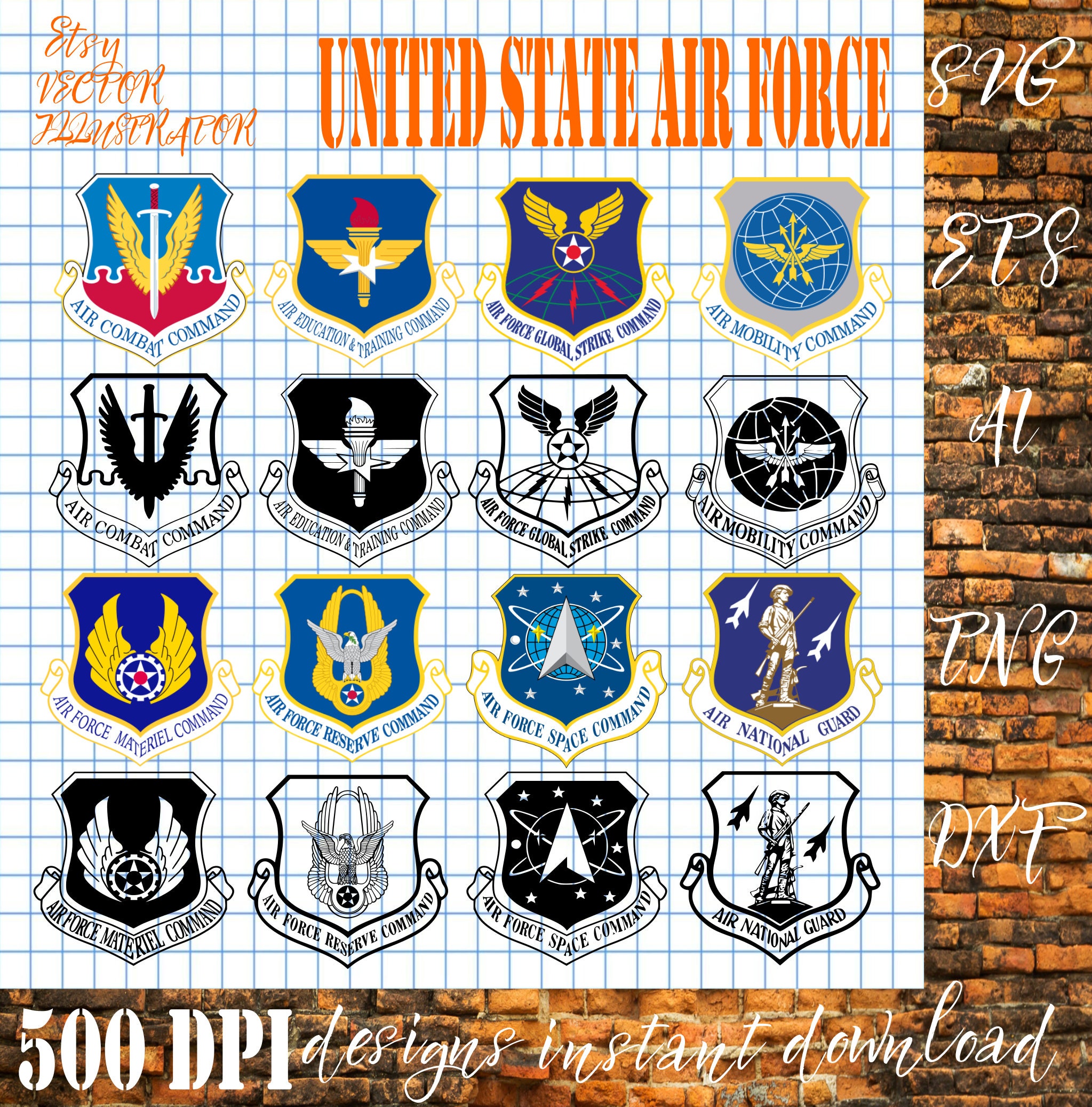 United States Air Force Seal Logo SVG Digital File Digital File Digital ...