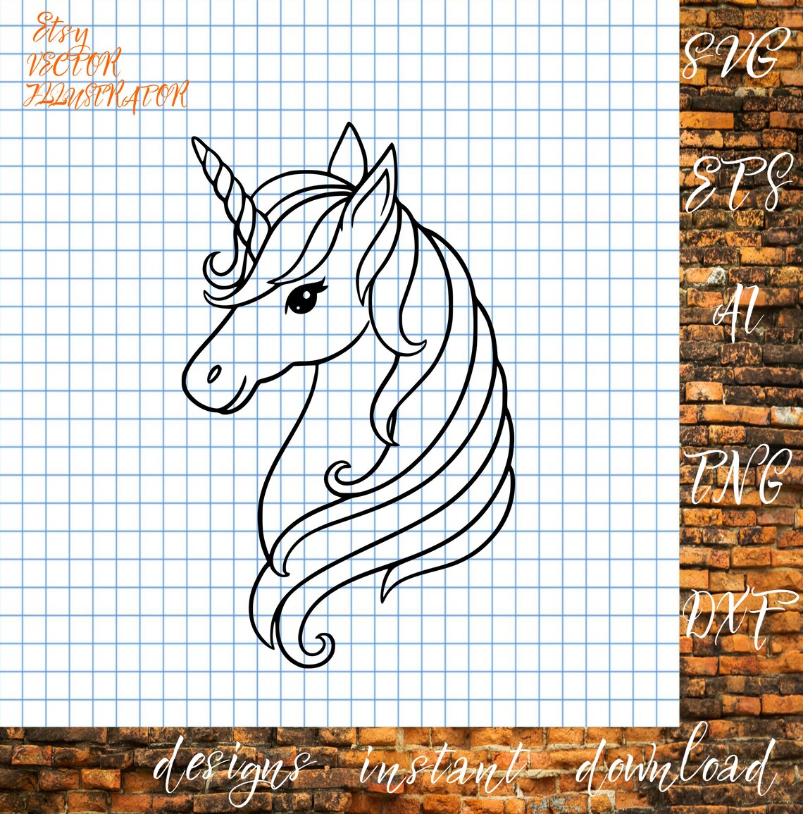 Unicorn Svg Unicorn Clipart Unicorn Vector Unicorn Head - Etsy