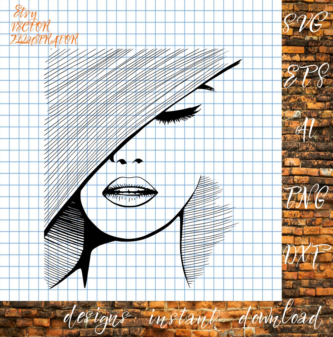 Woman Model Svg, Woman With Hat Outline Svg, Fashion Woman Svg ...