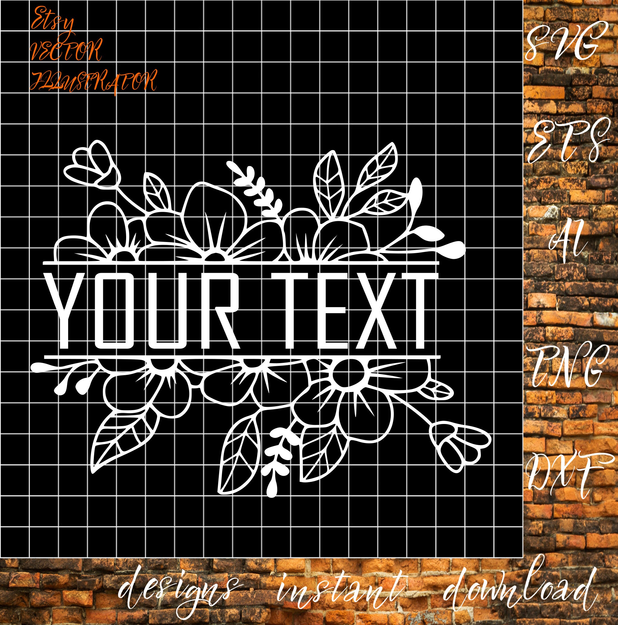 Split Flower Monogram Svg, Split Floral Frame Svg, Floral Border Svg ...